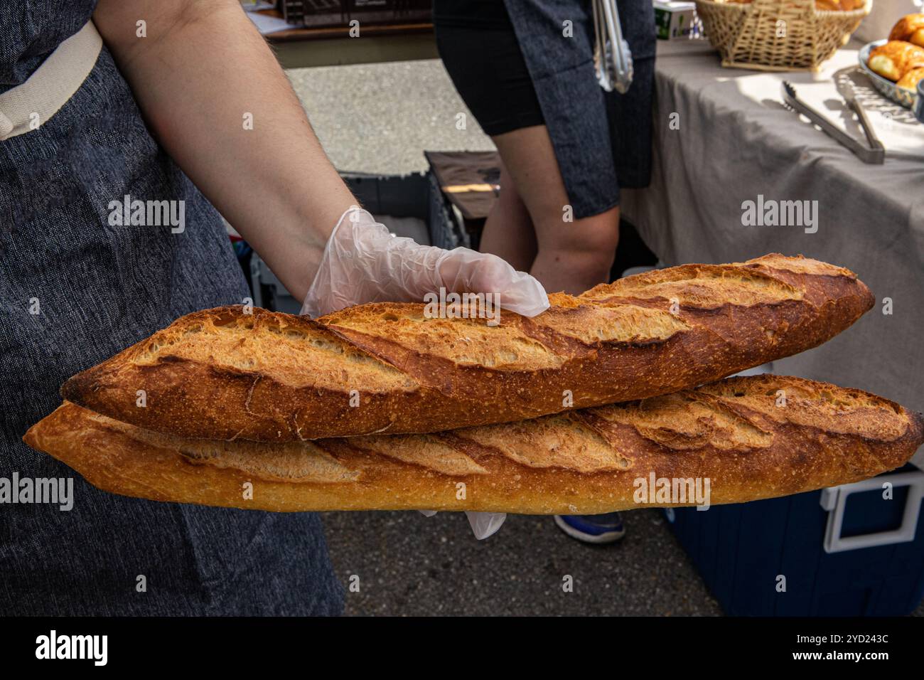 Baked goods at outdoor agriculture fair Stock Photo - Alamy
