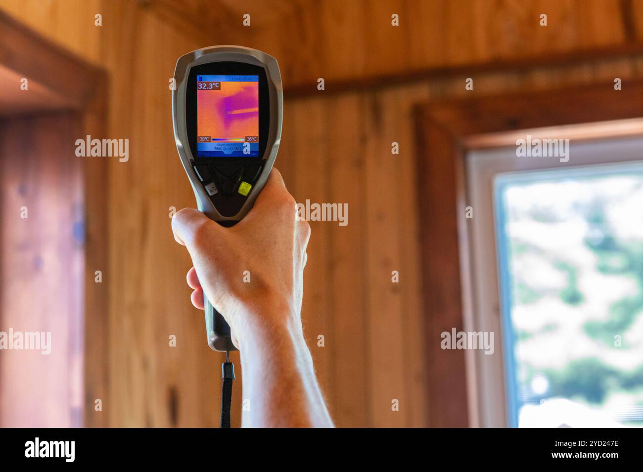 A close up view on the rear screen of an infrared thermovision camera ...