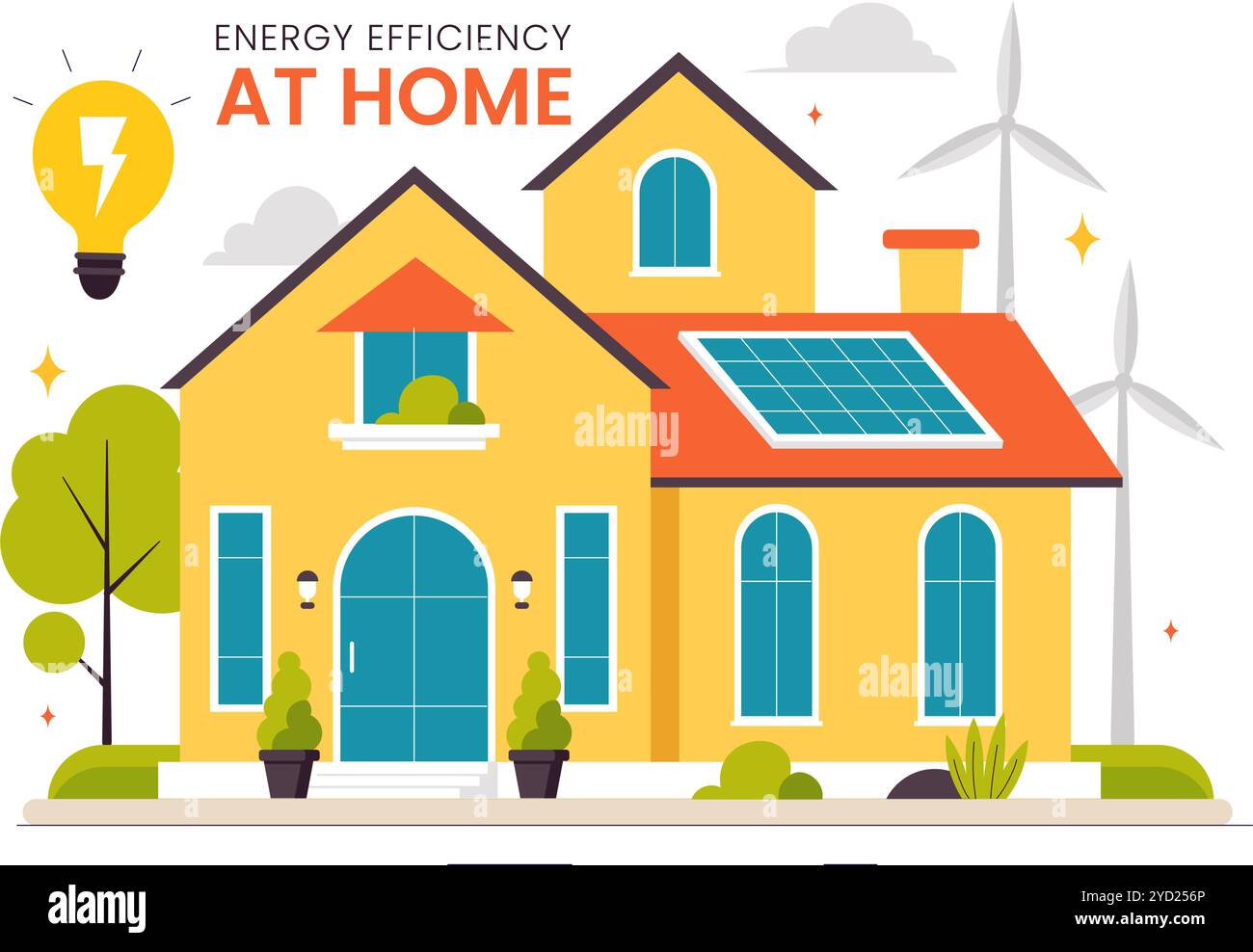 Energy Efficient at Home Vector Illustration of Smart House Technology ...