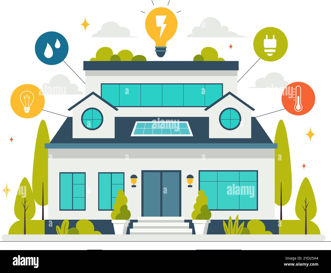 Energy Efficient at Home Vector Illustration of Smart House Technology ...