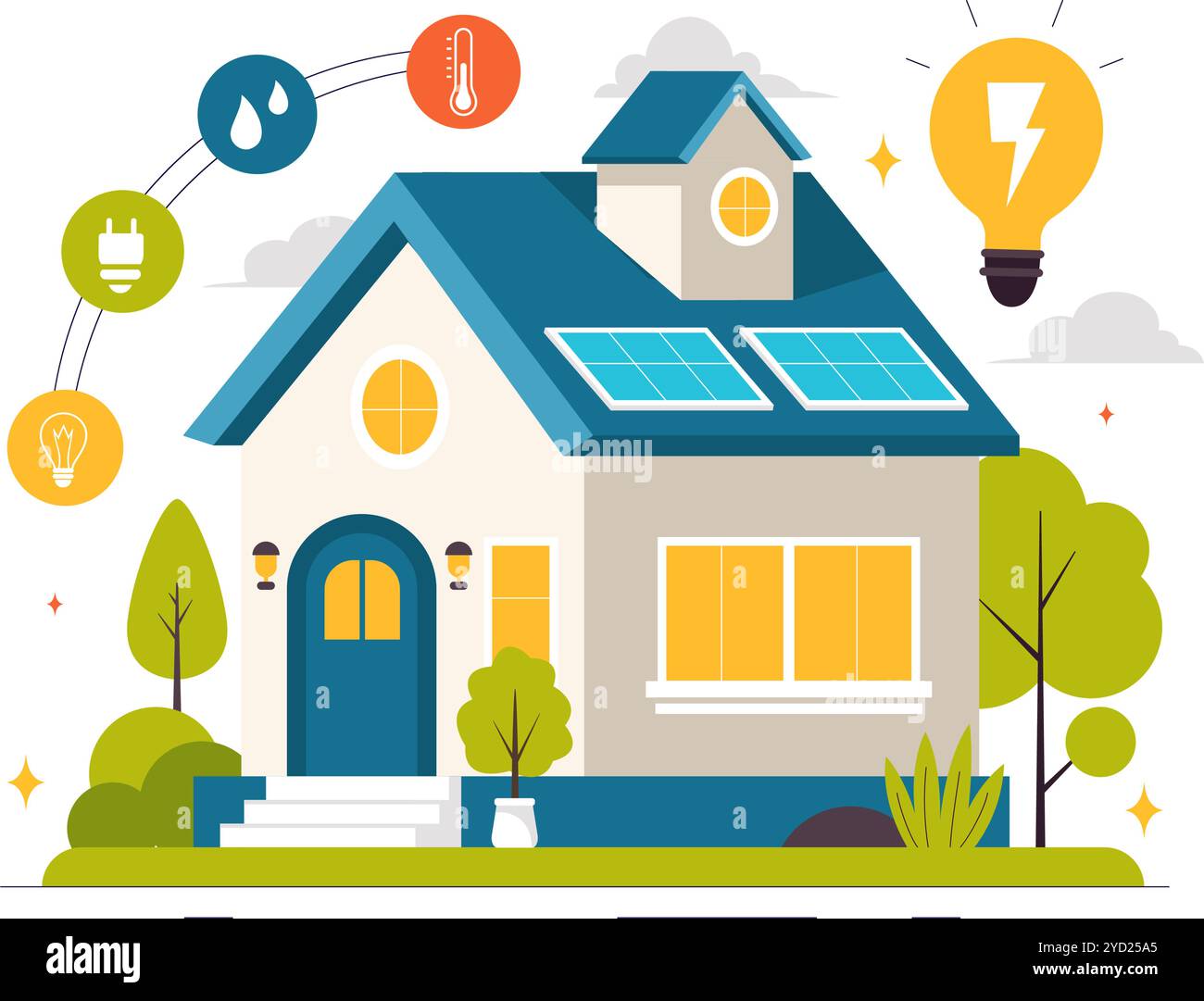 Energy Efficient at Home Vector Illustration of Smart House Technology ...
