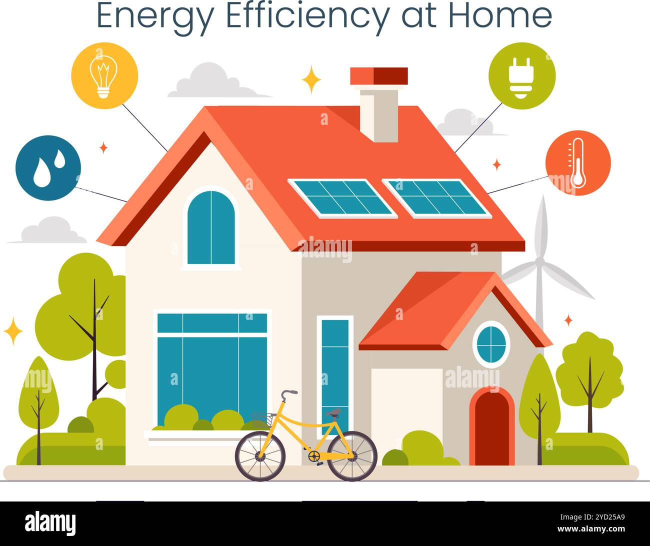 Energy Efficient at Home Vector Illustration of Smart House Technology ...