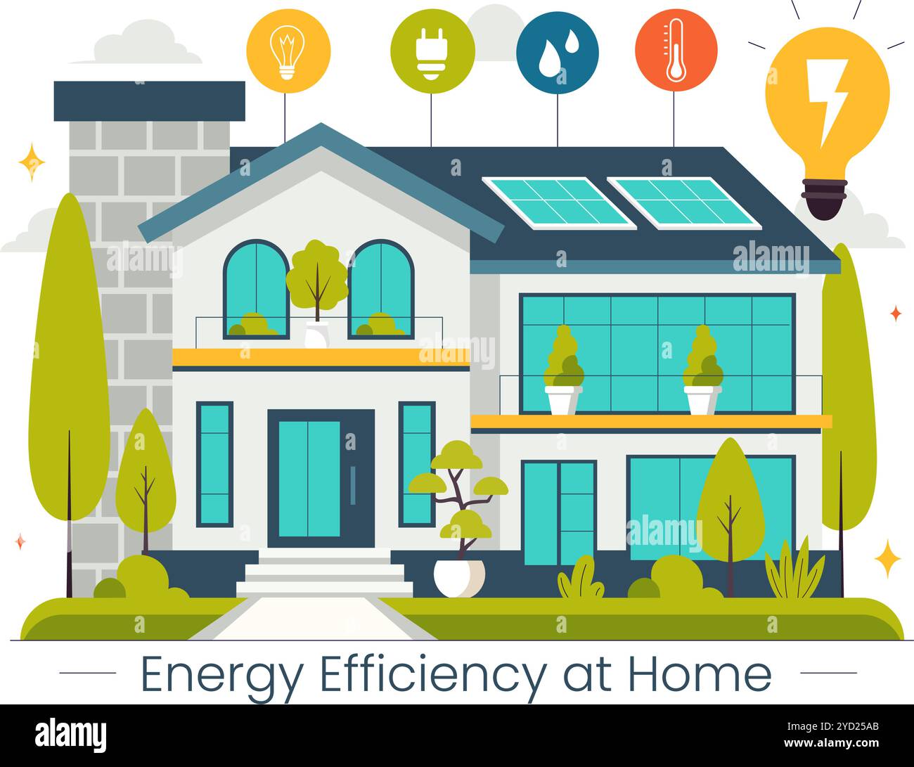 Energy Efficient at Home Vector Illustration of Smart House Technology ...