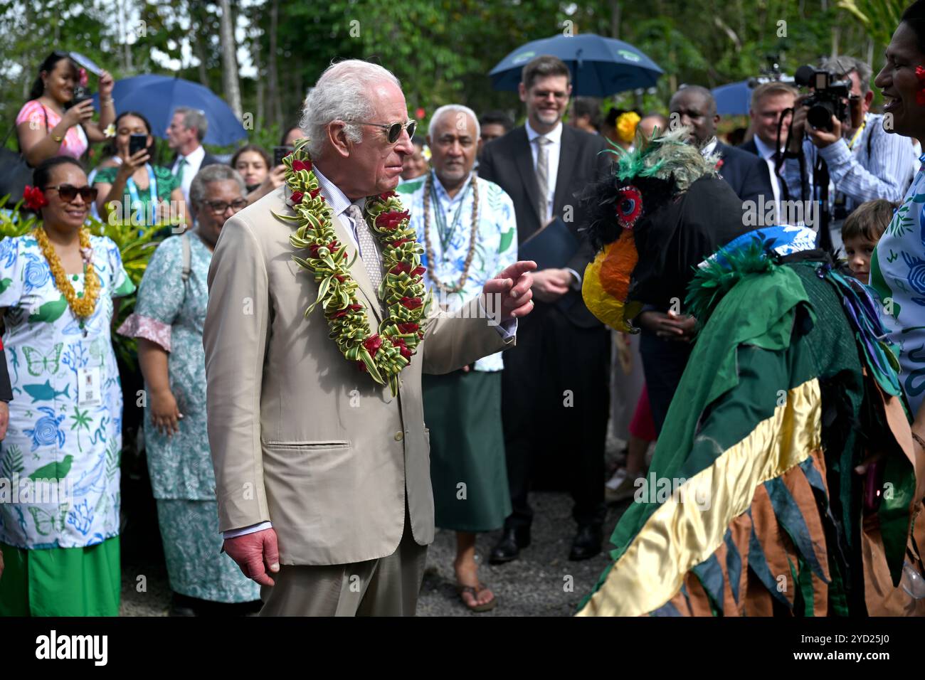 King Charles III meets a mascot of the national bird of Samoa, the ...