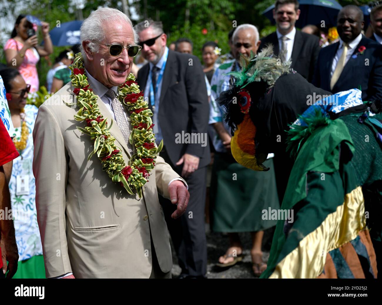King Charles III meets a mascot of the national bird of Samoa, the ...