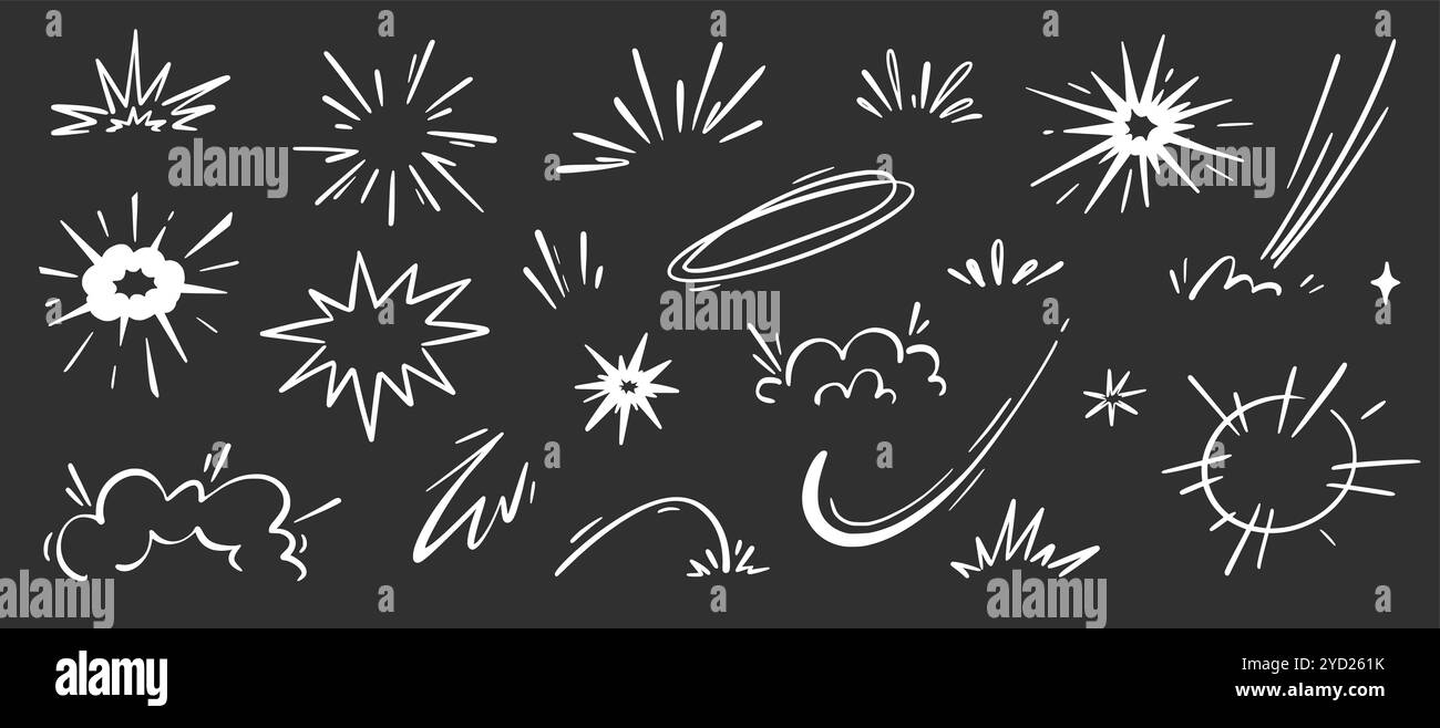 Comic cartoon boom speed effect, explosive motion line element set ...