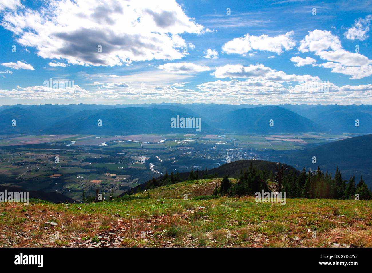 View from the top of a mountain in Creston Valley, Kootenays, BC Stock ...
