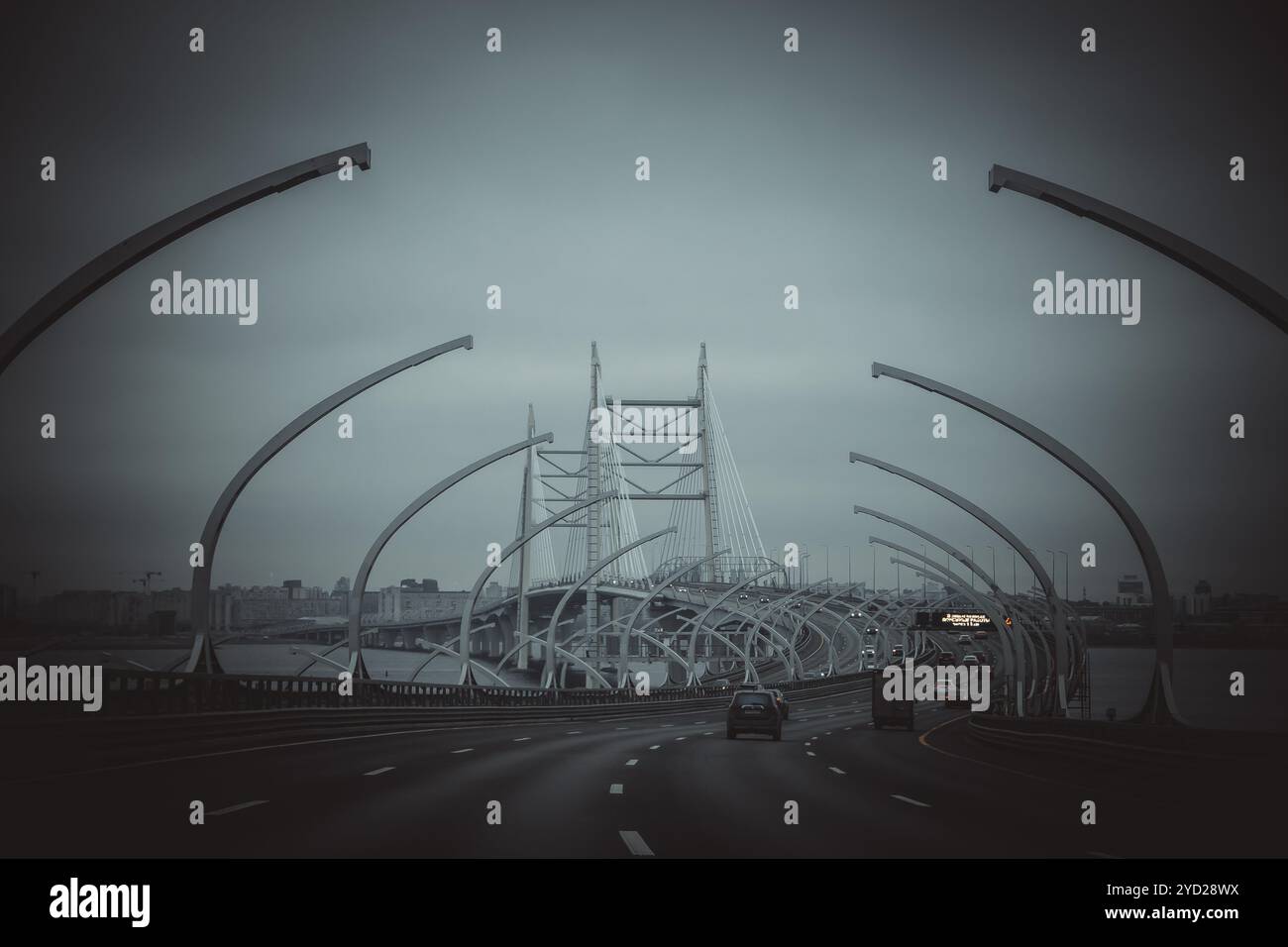 Toll Expressway. Motor road. Speed diameter. Russia, St. Petersburg 02 ...