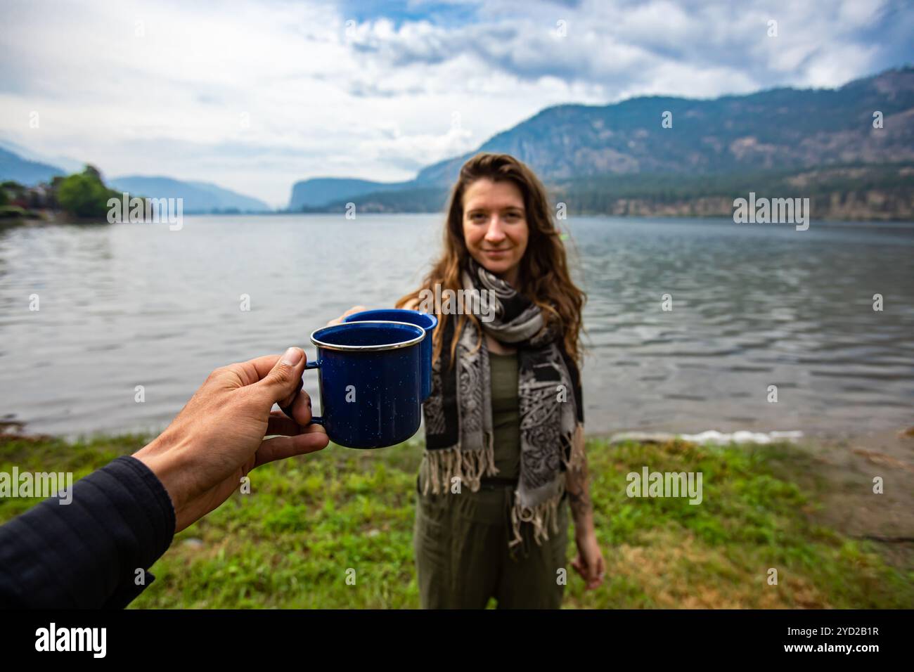 Drinking coffee in nature scenery Stock Photo - Alamy