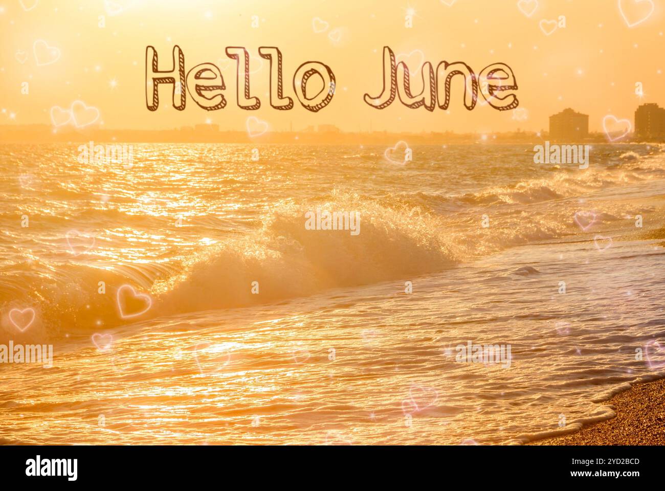 Banner Hello June . Sea. Sea wave. Summer. Sunny weather. New season ...