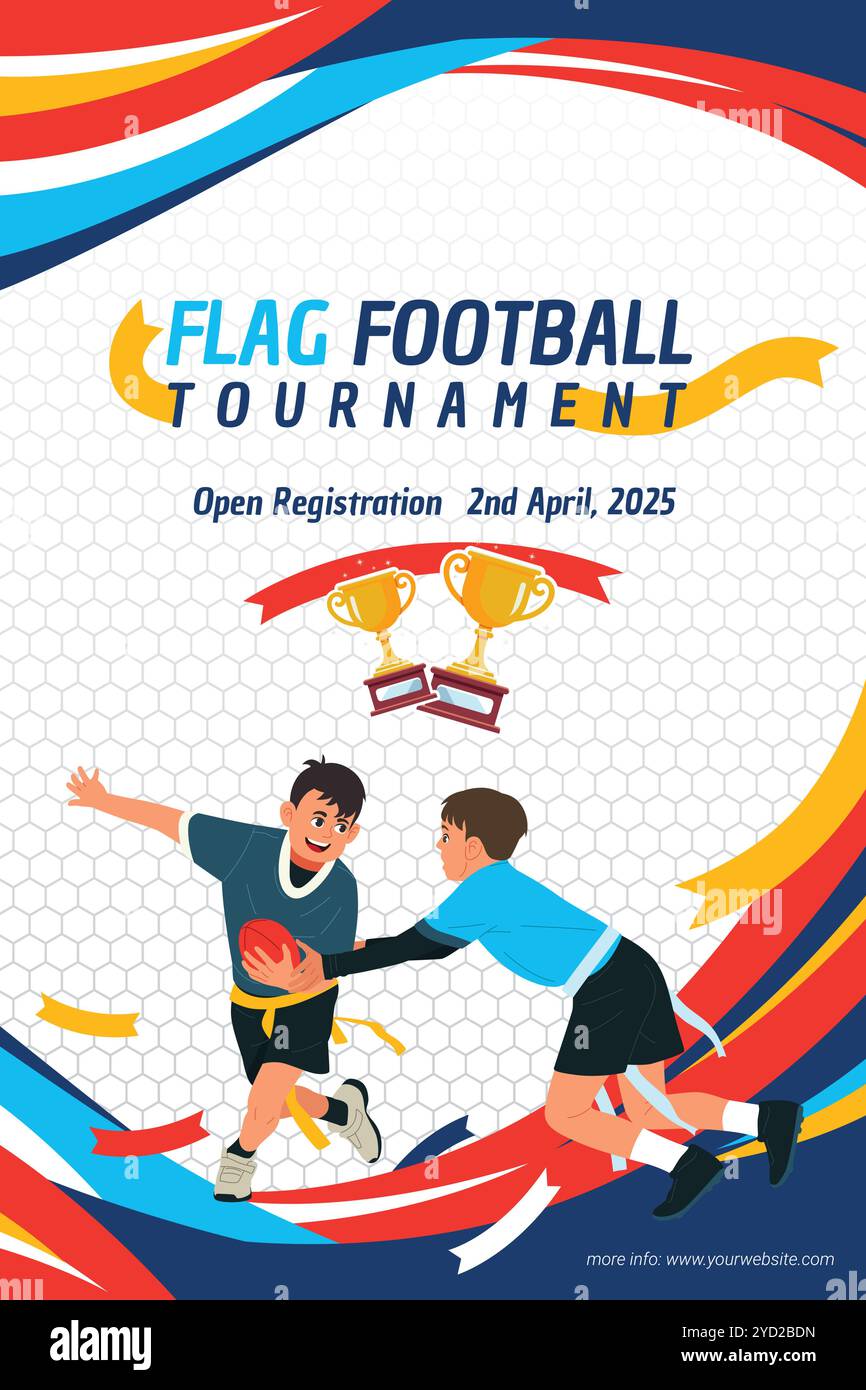 A vector illustration of Kids Flag Football Poster Banner Stock Vector ...