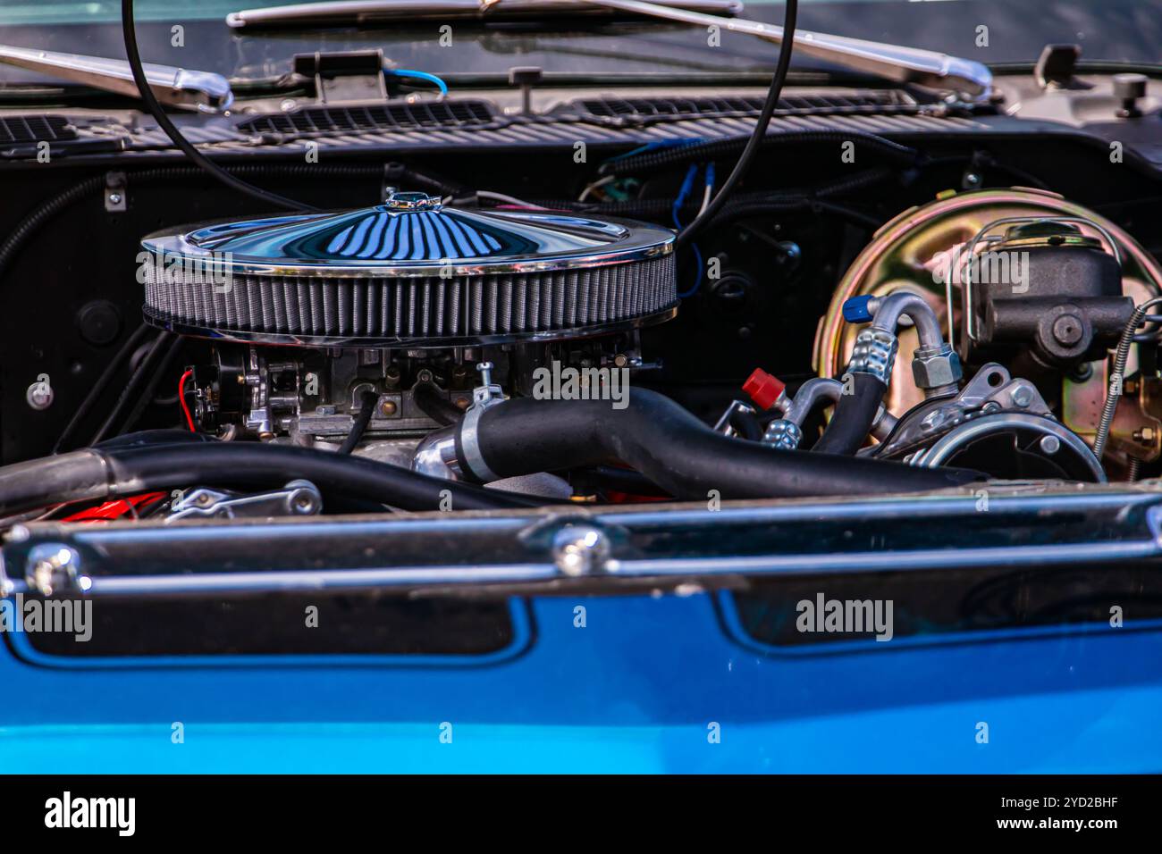 Classic american muscle car under hood Stock Photo - Alamy
