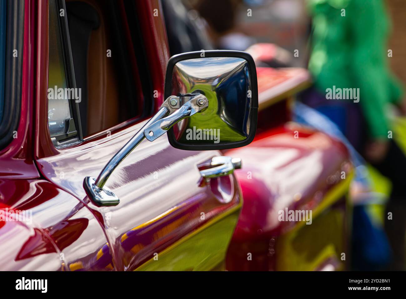 Classic American red pickup mirror Stock Photo - Alamy