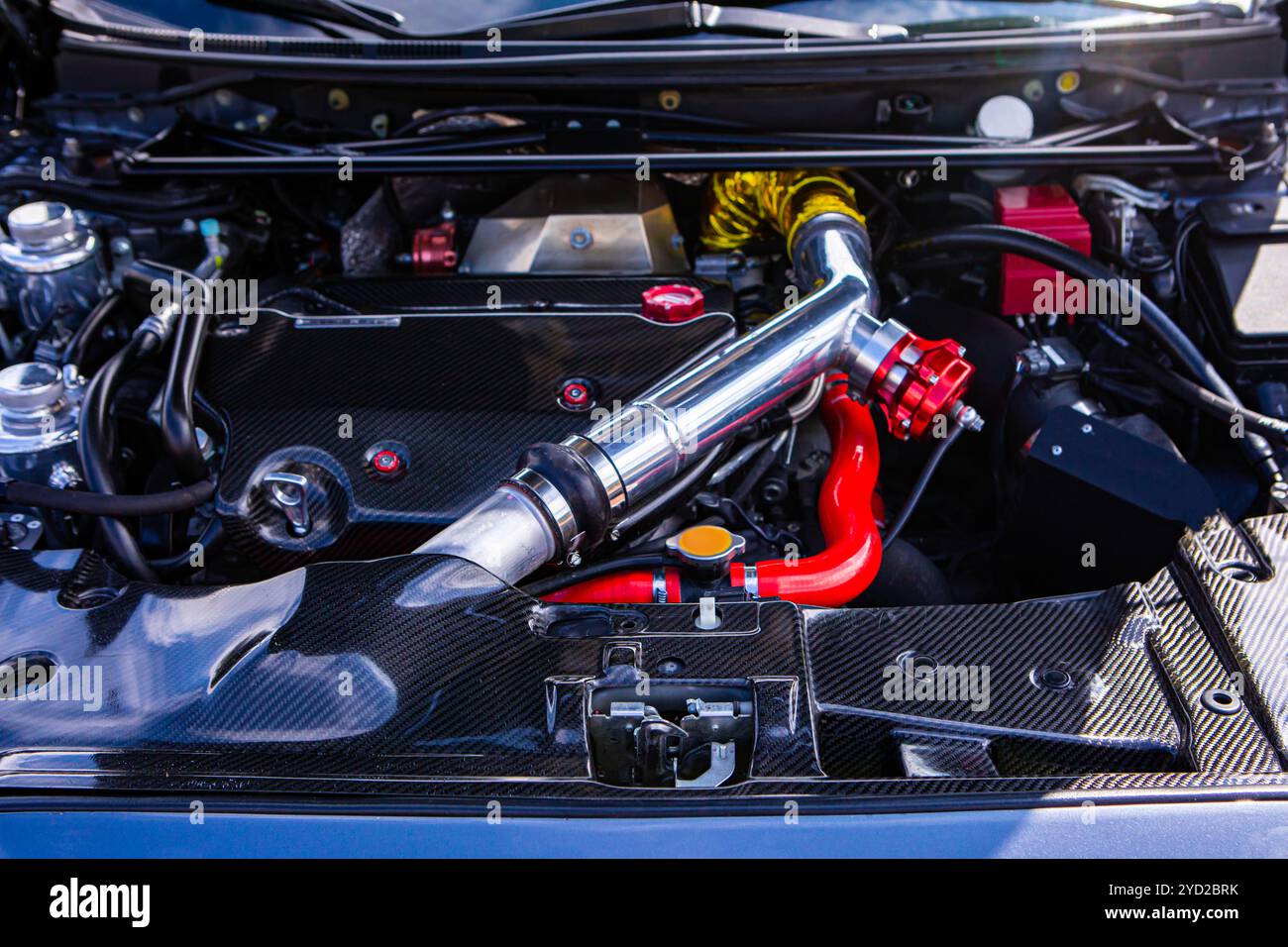 Car engine with tuning and modifications Stock Photo - Alamy