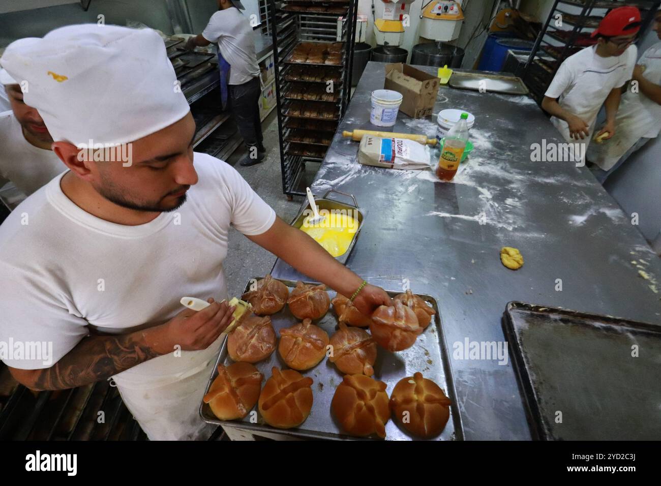 A baker of GM bakery during the elaboration of day of the dead bread ...