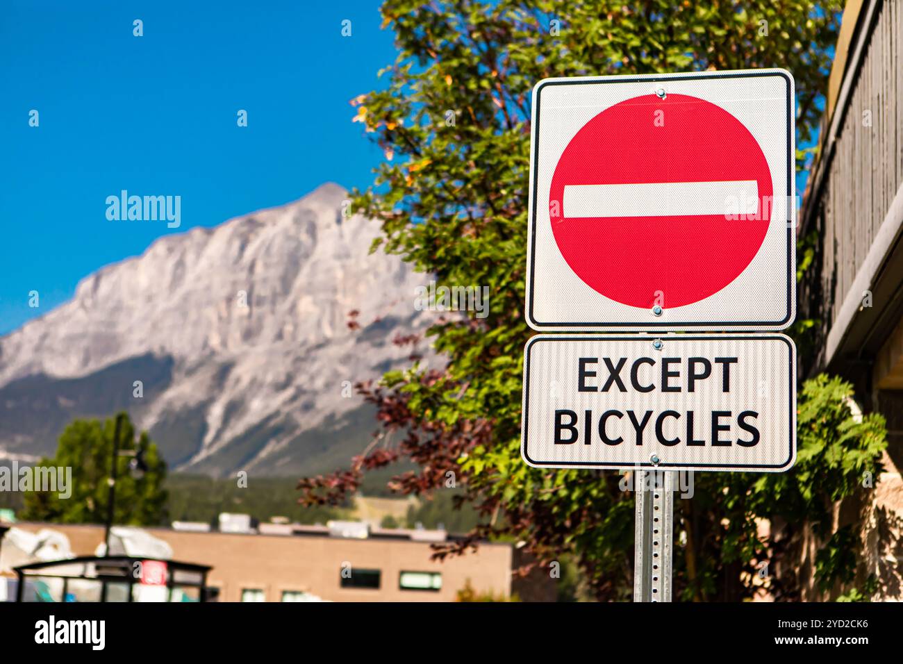 Do not enter, except bicycles road sign Stock Photo - Alamy