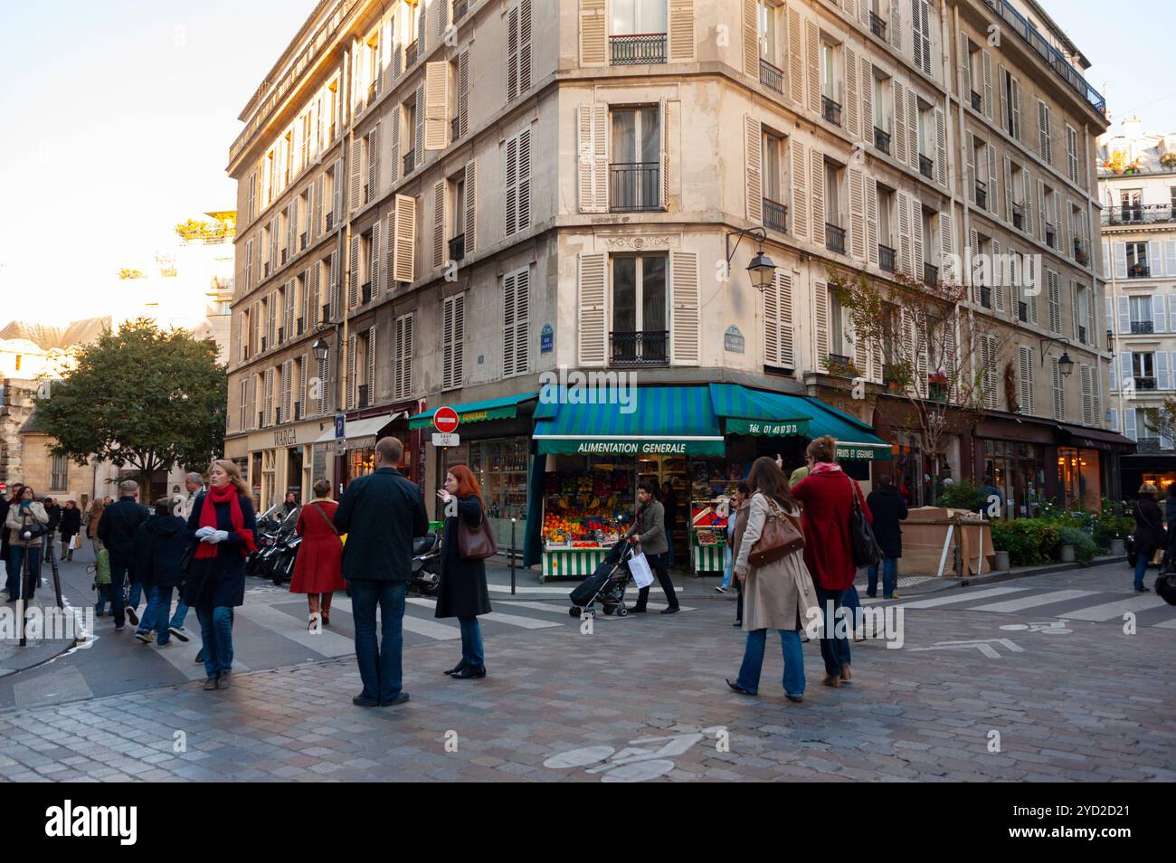 Paris, France, Crowd People, Busy Street Scene, Le Marais District ...