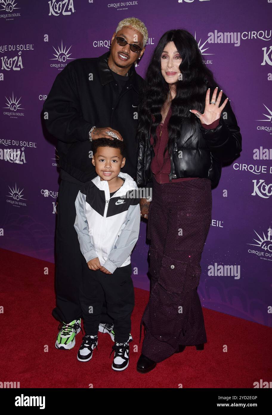 Cher, Alexander Edwards and Slash Edwards arriving to the Cirque du ...