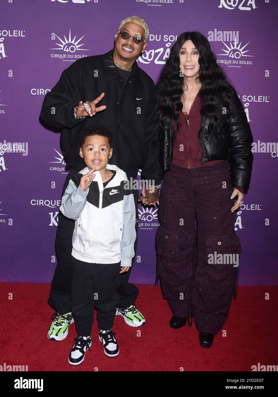 Cher, Alexander Edwards and Slash Edwards arriving to the Cirque du ...