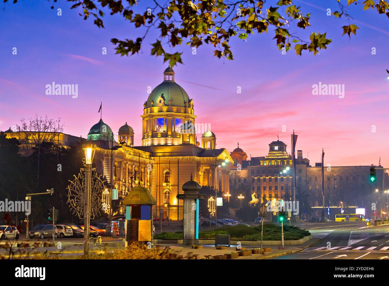 Belgrade. Dawn street view of famous landmarks in Belgrade Stock Photo ...