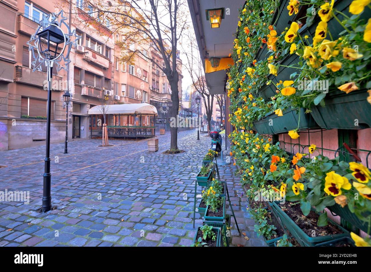 Belgrade. Famous Skadarlija old cobbled streets in historic Beograd ...