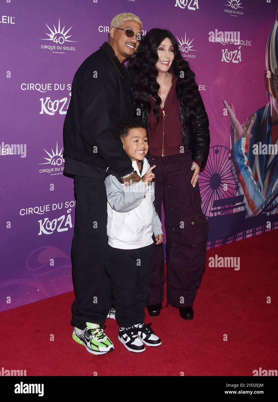 Cher, Alexander Edwards and Slash Edwards arriving to the Cirque du ...
