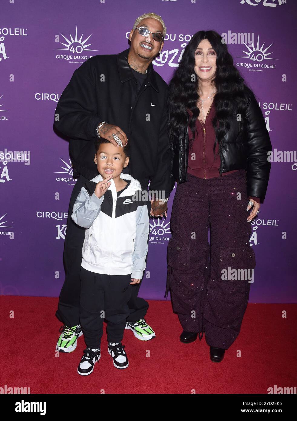 Cher, Alexander Edwards and Slash Edwards arriving to the Cirque du ...