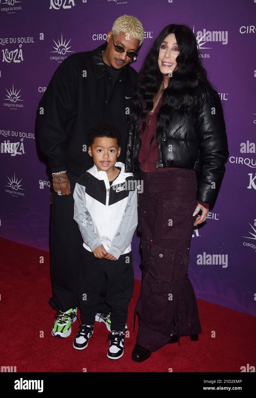 Cher, Alexander Edwards and Slash Edwards arriving to the Cirque du ...