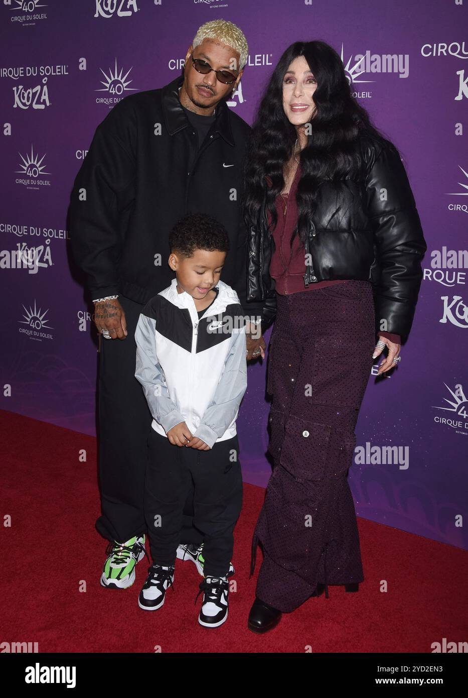 Cher, Alexander Edwards and Slash Edwards arriving to the Cirque du ...
