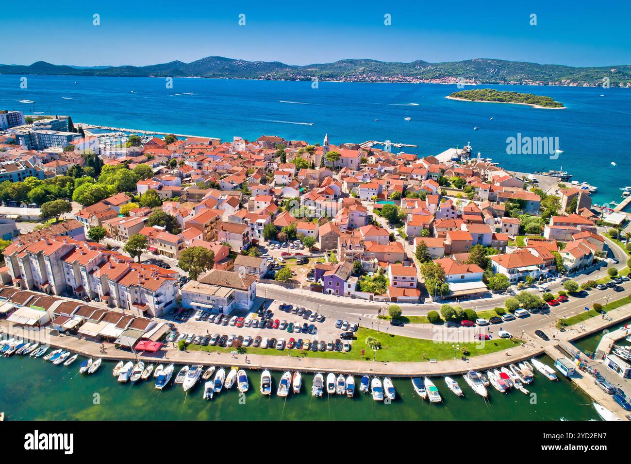 Biograd na Moru historic coastal town aerial view Stock Photo - Alamy