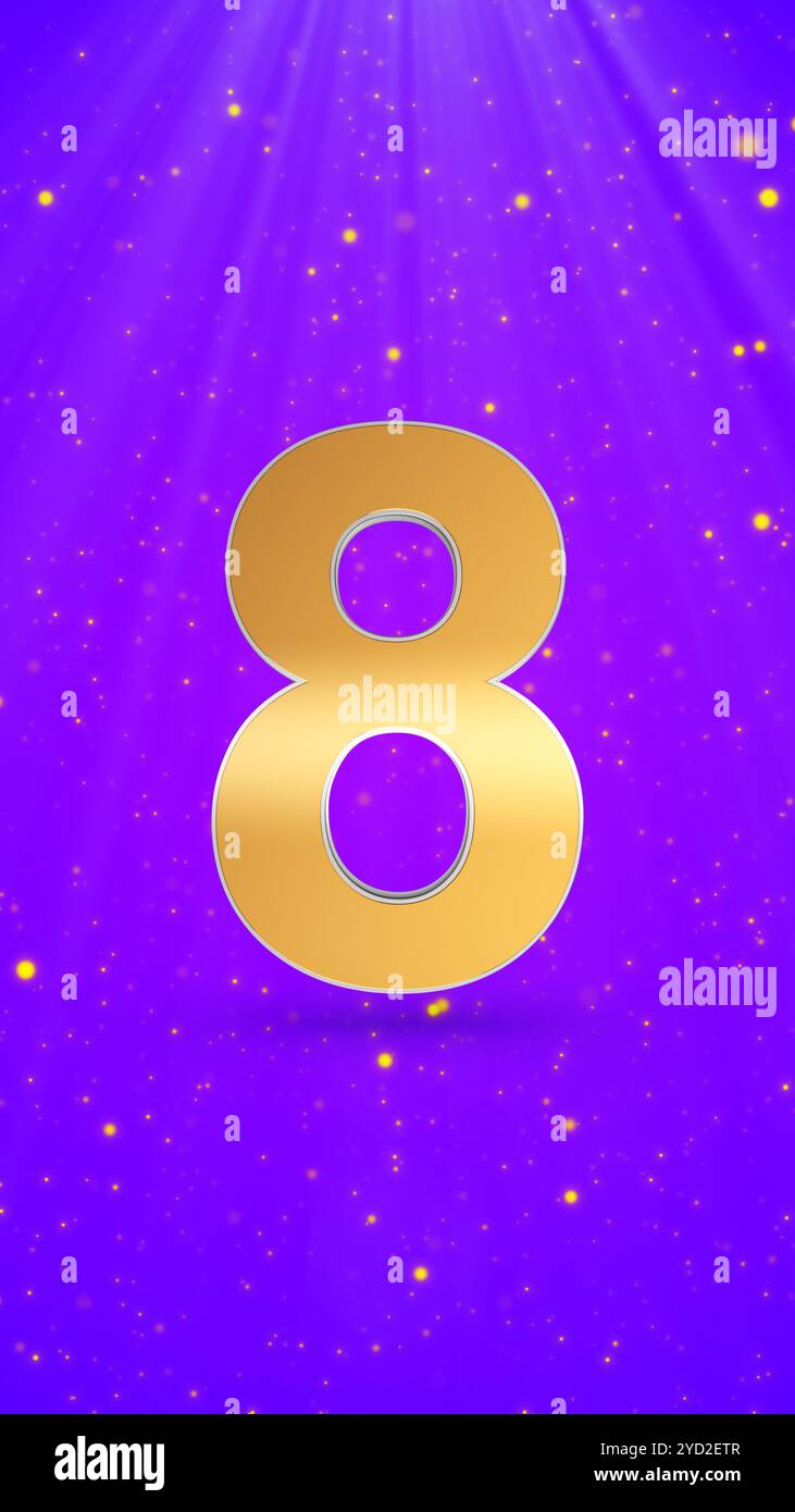 Number Eight with Glitter on Purple Background Stock Photo - Alamy