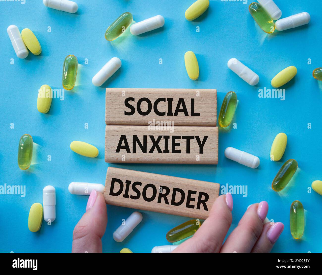 Social Anxiety Disorder symbol. Concept words Social Anxiety Disorder on wooden blocks ...