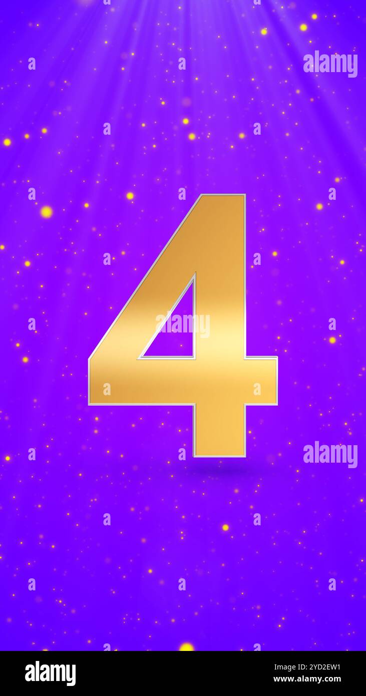 Number Four with Glitter on Purple Background Stock Photo - Alamy