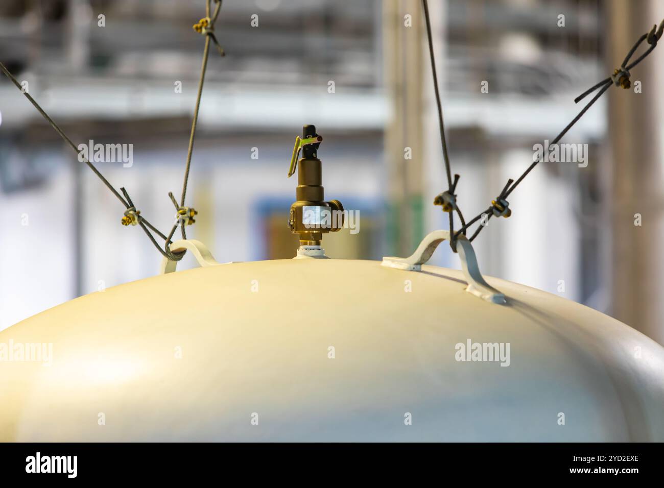 compressed industrial big air gas white cylinder top, Installed with ...