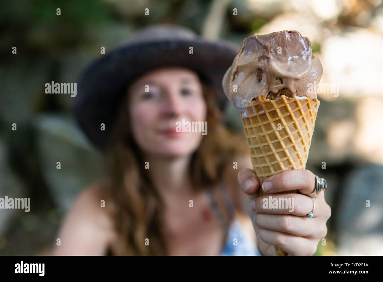 Ice cream in a forest picnic scene Stock Photo - Alamy
