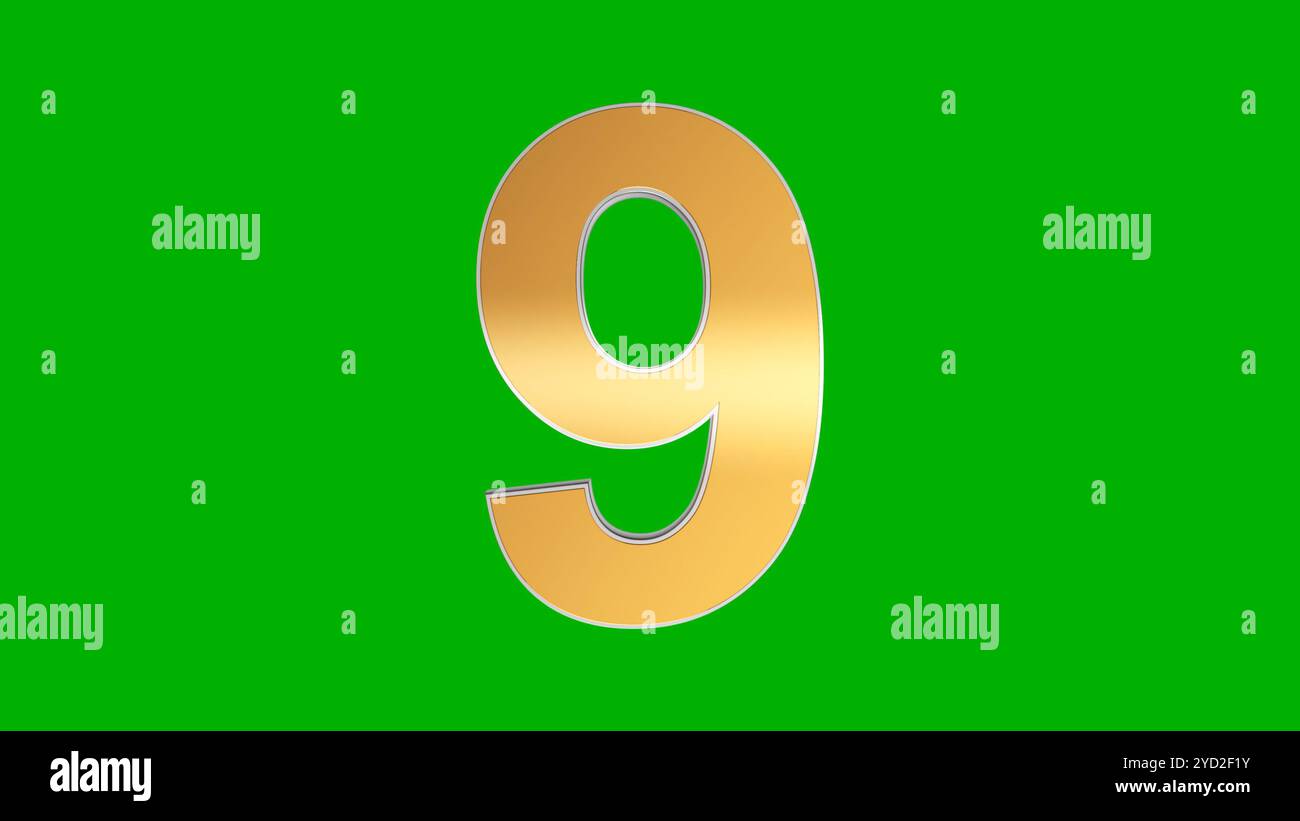 Number Nine on Green Screen Stock Photo - Alamy