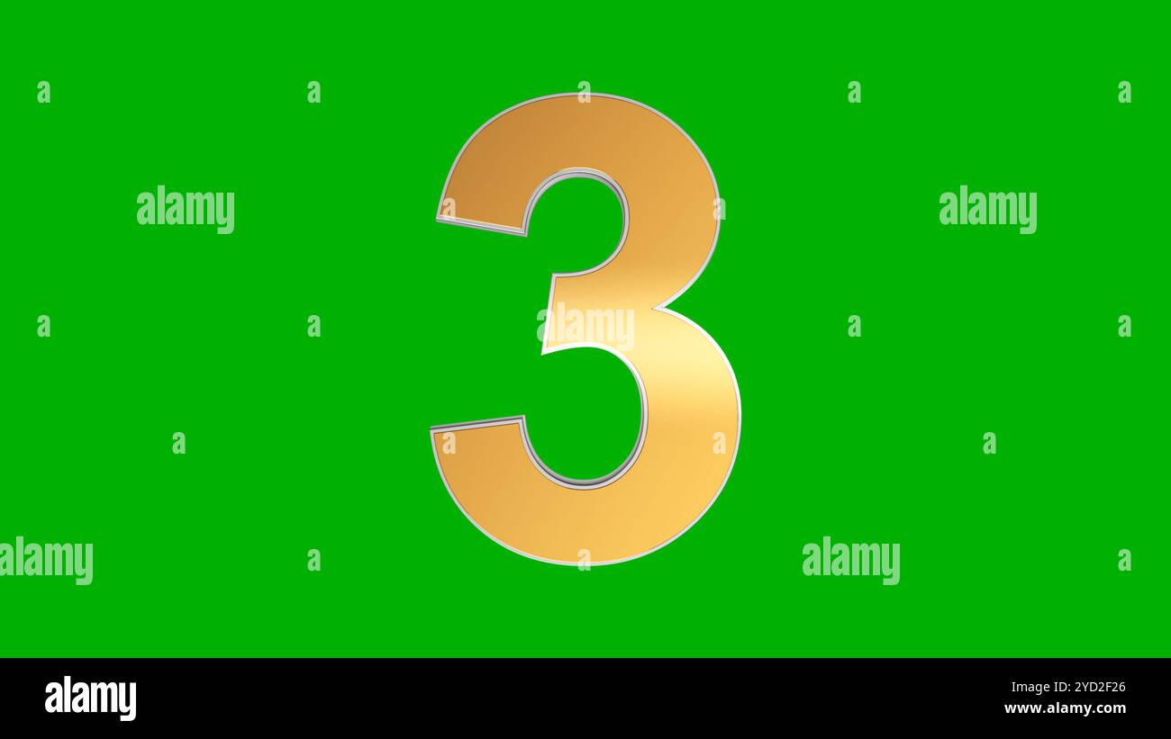 Number Three on Green Screen Stock Photo - Alamy