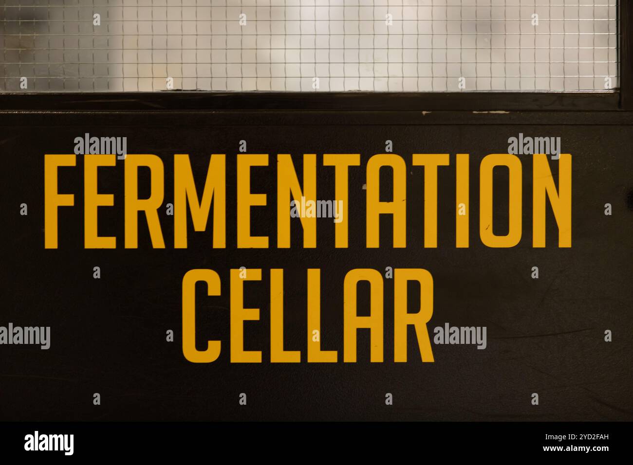 Fermentation cellar text sign door Stock Photo - Alamy