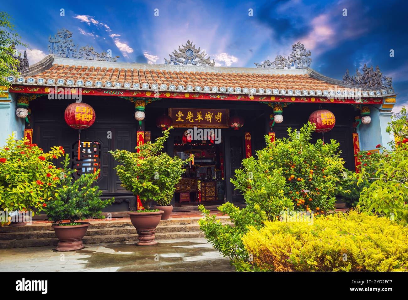 Beautiful Asian Buddhist temple on Vietnamese pagoda in the old town in ...
