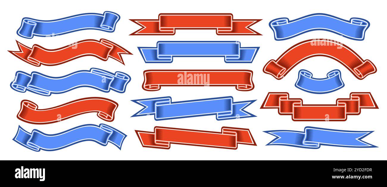 Vector Ribbon Banners Set, collection of isolated illustrations ...