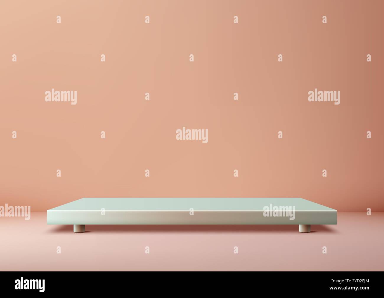 3D minimalist scene featuring a rectangular platform on a peach ...