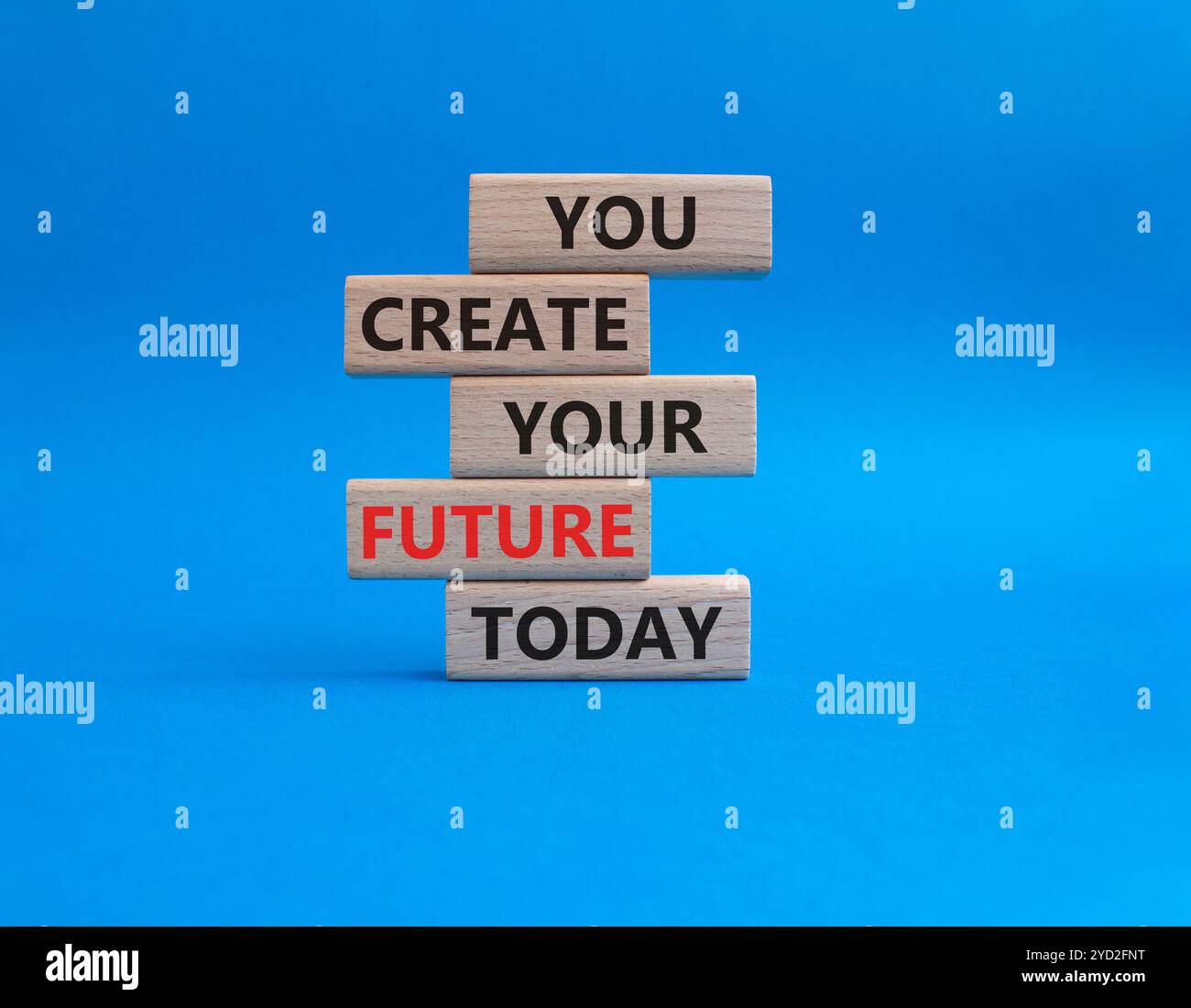 Future and development symbol. Wooden blocks with words You Create your Future today. Beautiful ...