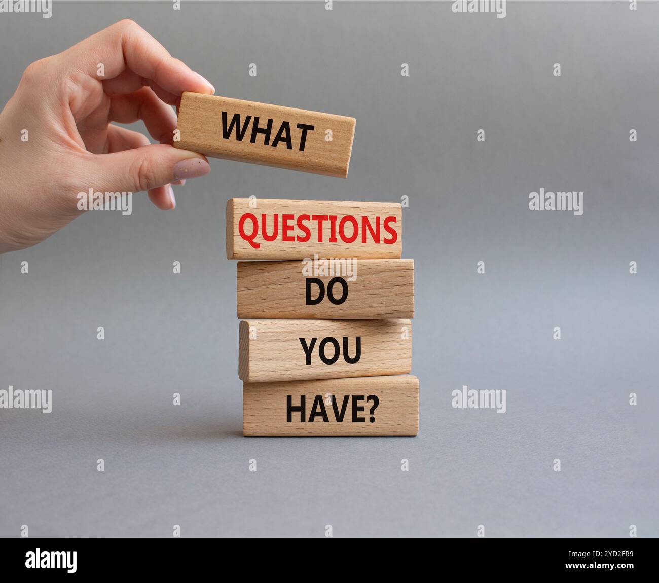Questions symbol. Wooden blocks with words What Questions do you have ...