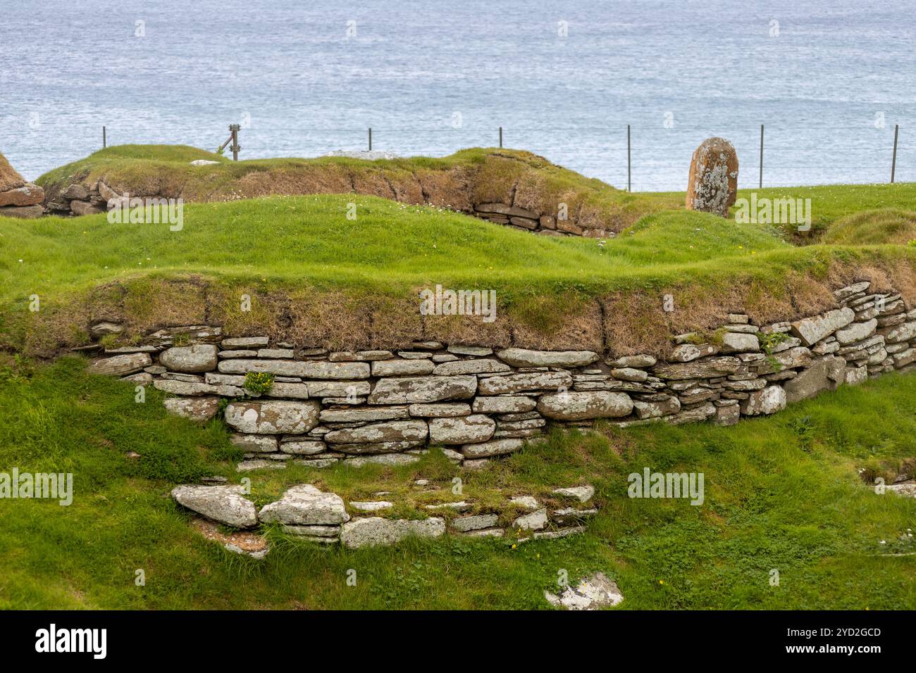Landscape view of Skara Brae, a well preserved 5,000 year-old Neolithic ...