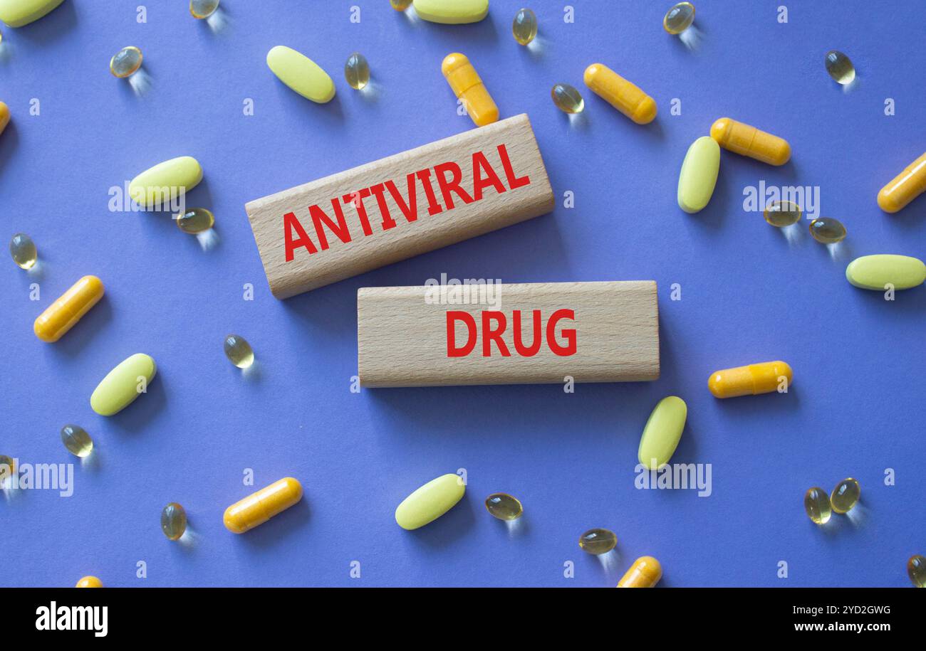Antiviral Drug symbol. Concept words Antiviral Drug on wooden blocks ...