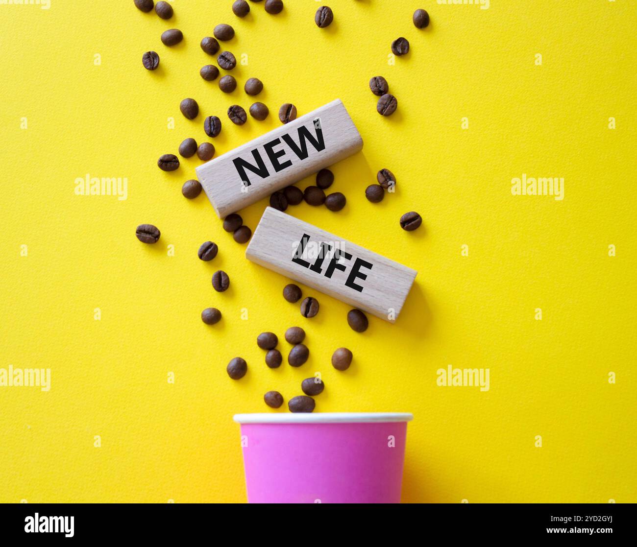 New life symbol. Concept word New life on wooden blocks. Beautiful ...