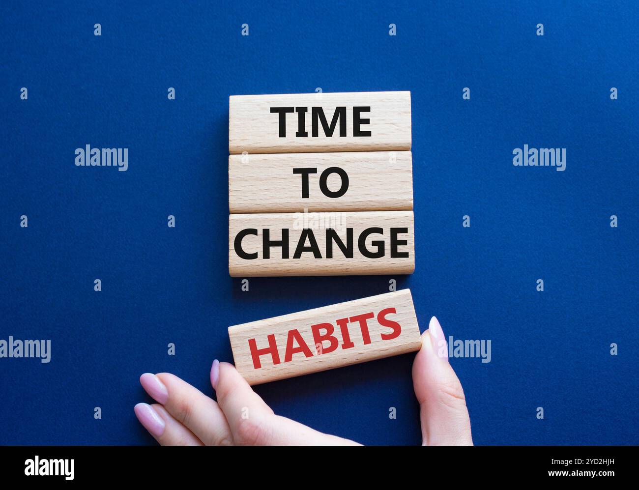 Time to Change Habits symbol. Wooden blocks with words Time to Change ...
