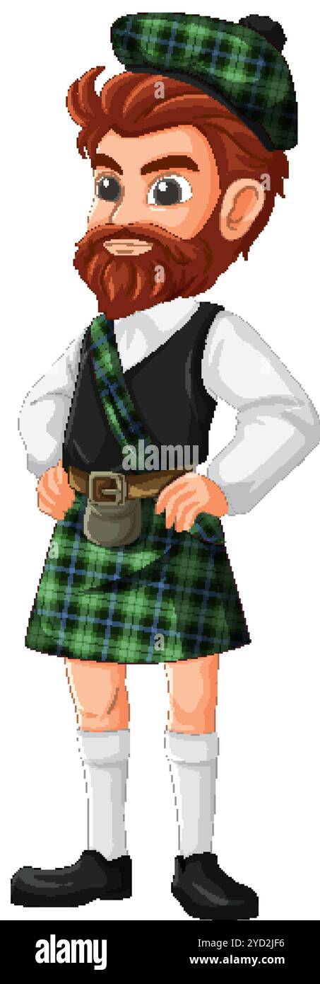 Illustration of a man wearing a Scottish kilt Stock Vector Image & Art ...
