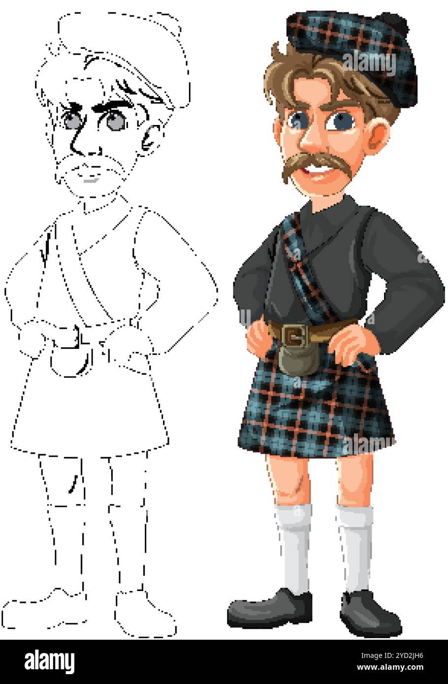 Illustration of a man in a kilt and beret Stock Vector Image & Art - Alamy