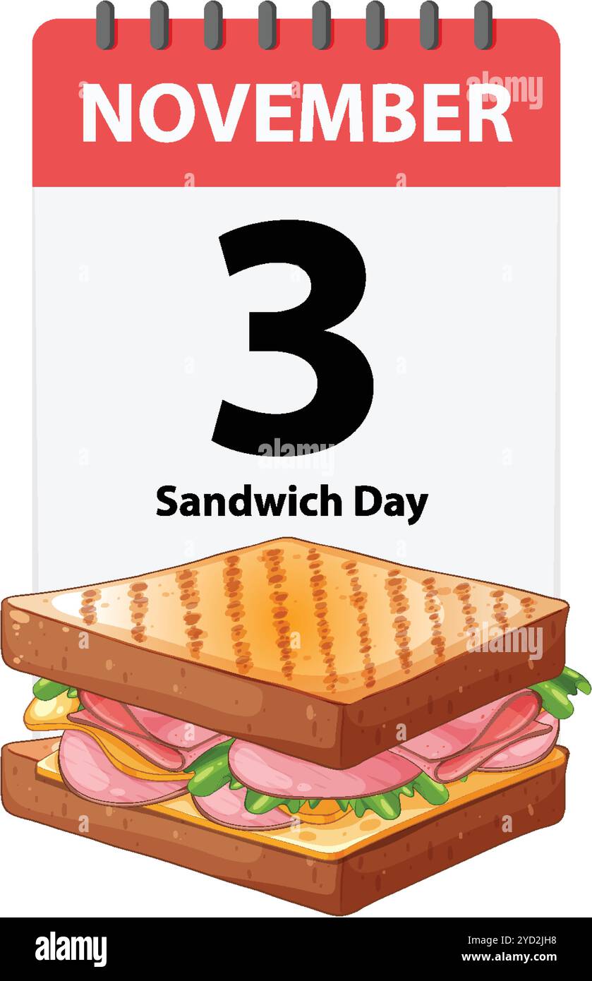 Illustration of a calendar marking Sandwich Day Stock Vector Image ...